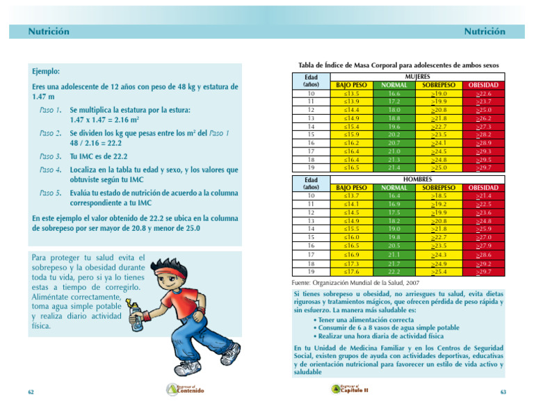 Tabla de IMC en adolescentes | PDF | Índice de masa corporal | Obesidad