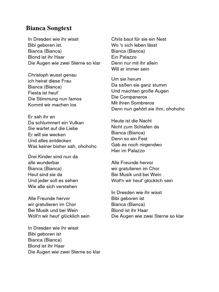 Bianca Songtext | PDF