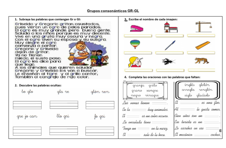 Grupos Consonánticos GR-GL | PDF