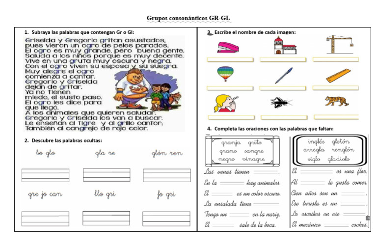 Grupos Consonánticos GR-GL | PDF | Estudios de idiomas extranjeros ...