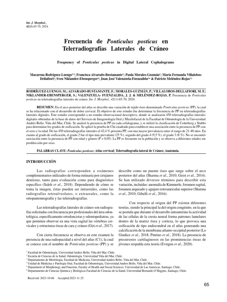 Frecuencia de Ponticulus Posticus en Telerradiografías Laterales de ...