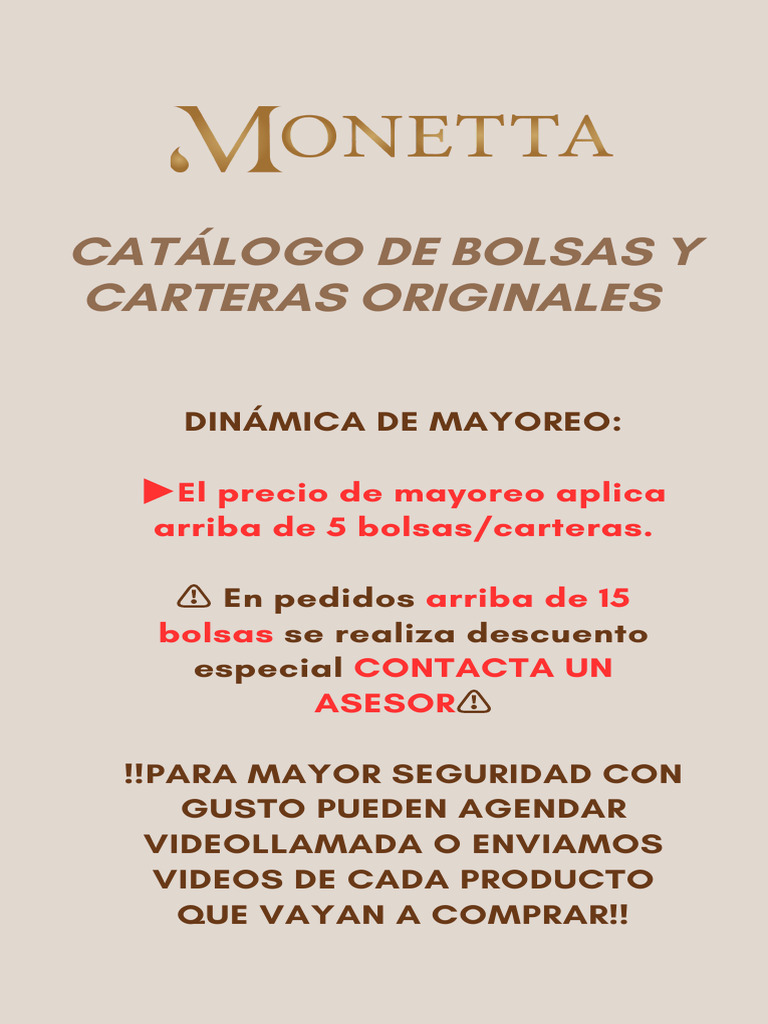 Catálogo de Bolsas y Carteras MONETTA | PDF