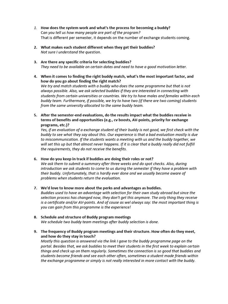 Buddy Program: Process and Benefits Explained | PDF | Evaluation ...