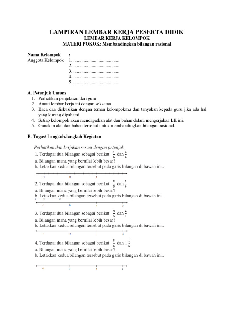 LKPD Membandingkan Bil Rasional | PDF