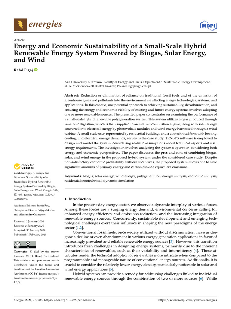 Energies 17 00706 | PDF | Wind Power | Distributed Generation