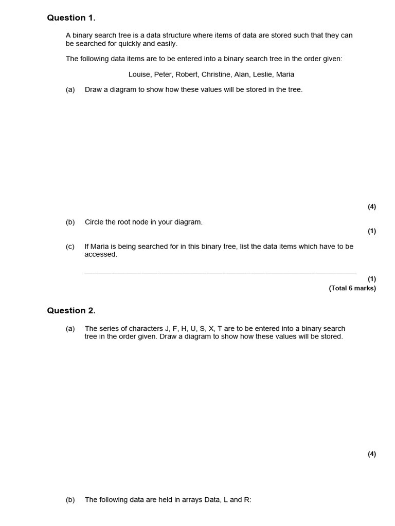 Binary Search Tree Exercises | PDF