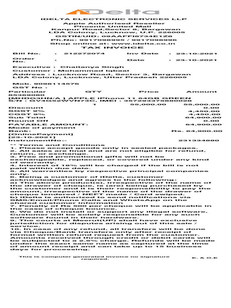 I Delta | PDF | Cheque | Receipt