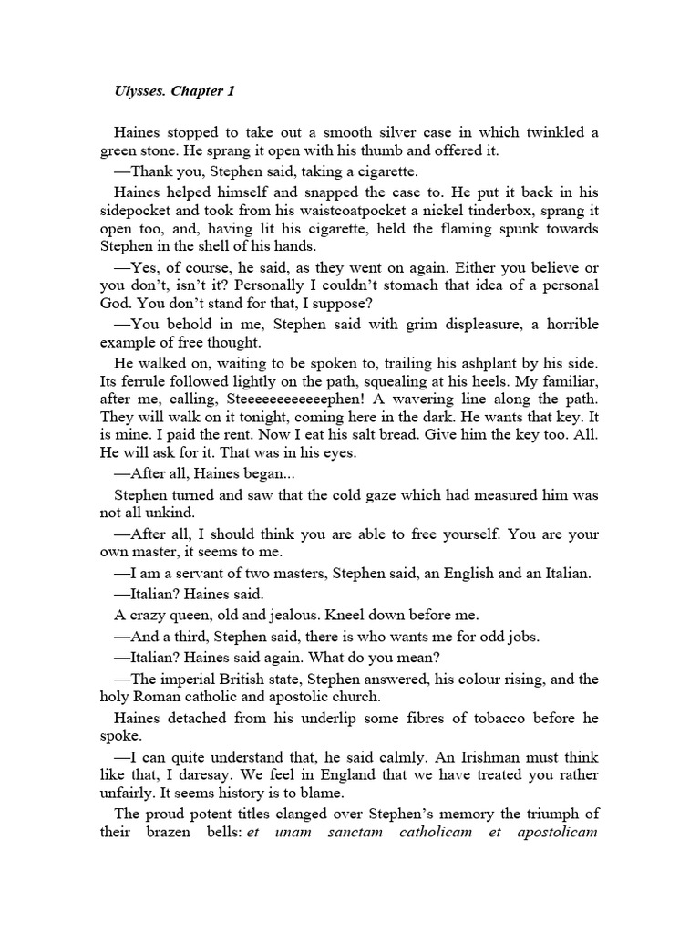 Ulysses Chapter 1 Frangmento 2 | PDF