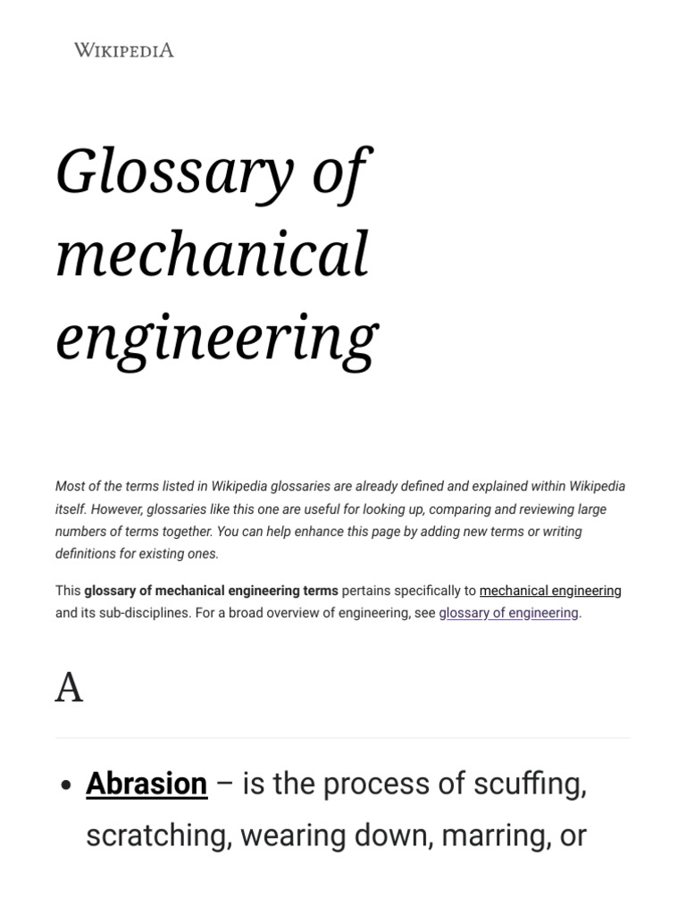 Glossary of Mechanical Engineering - Wikipedia | PDF | Electrical ...