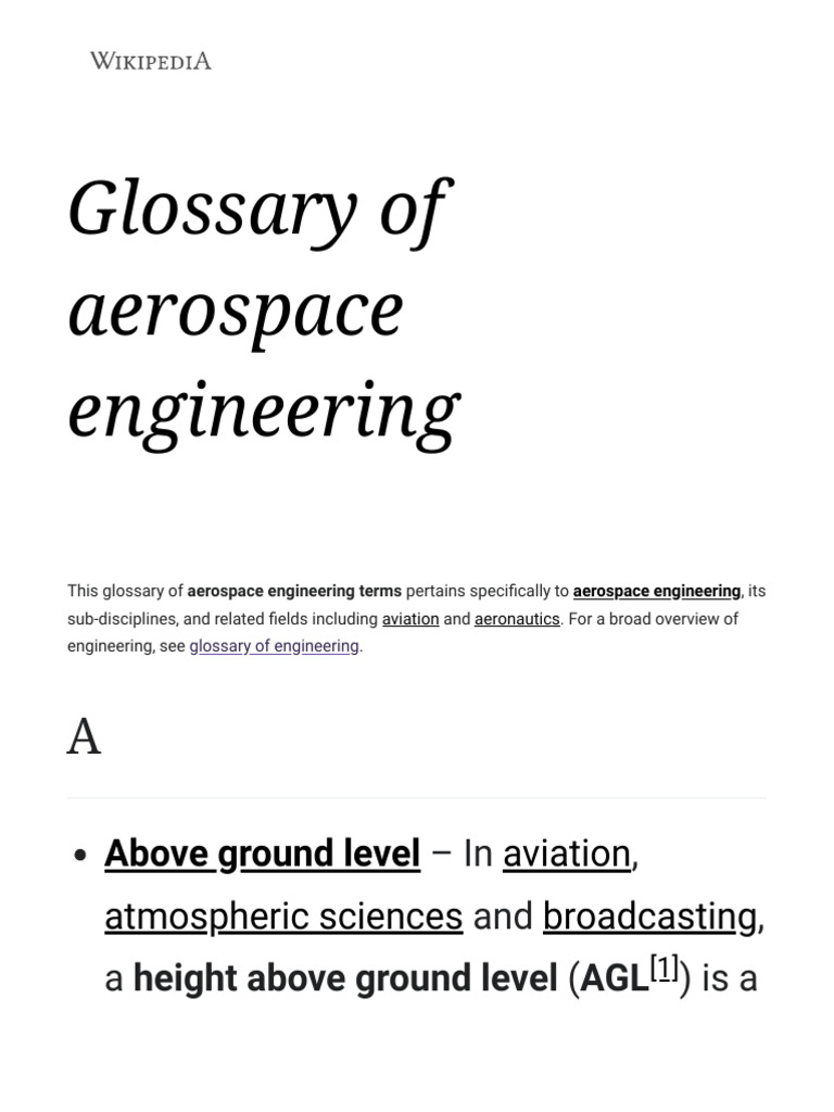 Glossary of Aerospace Engineering - Wikipedia | PDF | Drag (Physics ...