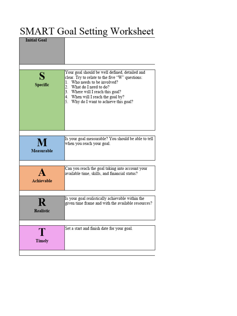 SMART Goal Setting Worksheet Guide | PDF
