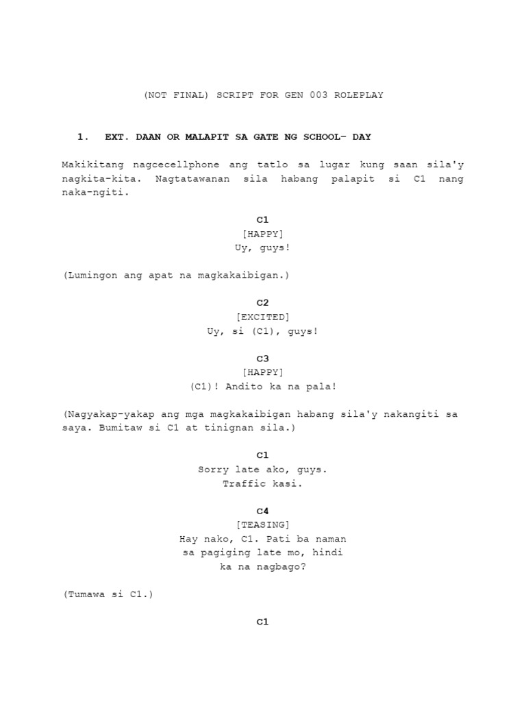 Rough Script Outline | PDF