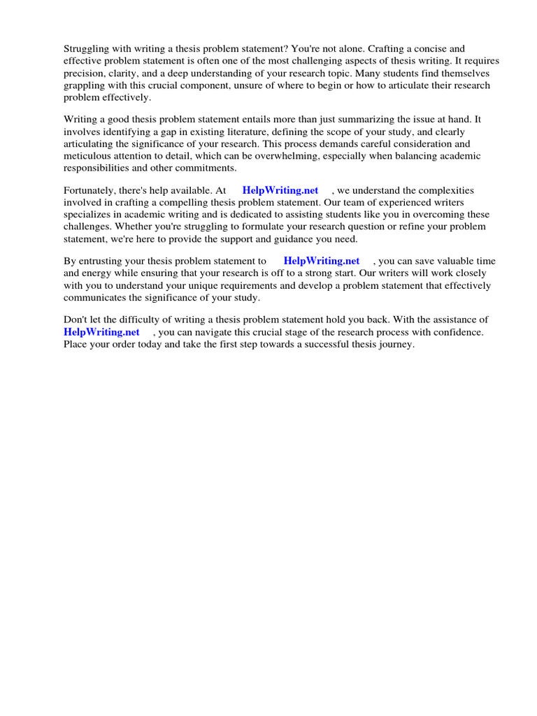 Writing a Good Thesis Problem Statement | PDF | Thesis | Essays