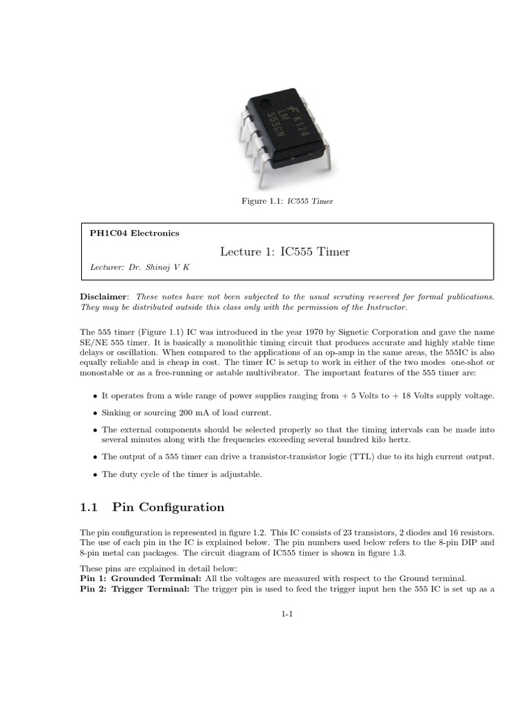 IC555 Timer | PDF | Electronics | Electronic Engineering