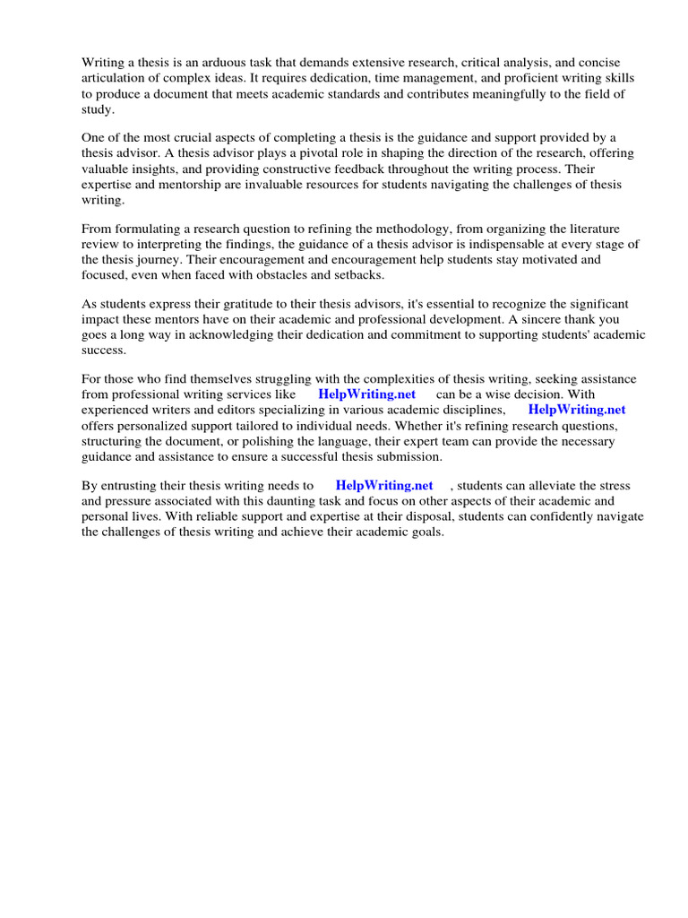 Thank You Thesis Advisor | PDF | Thesis