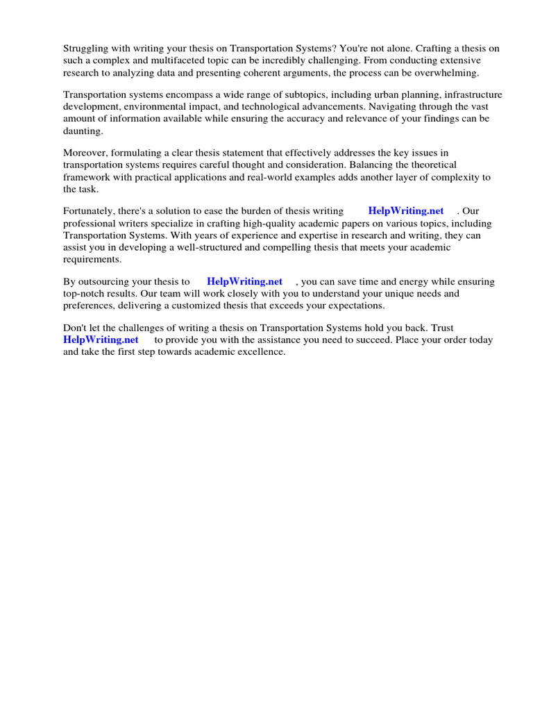 Thesis Transportation System | PDF | Transport | Rail Transport