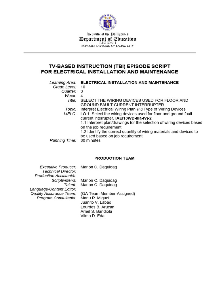 Eim Script Q3 W4 | PDF | Ac Power Plugs And Sockets | Relay