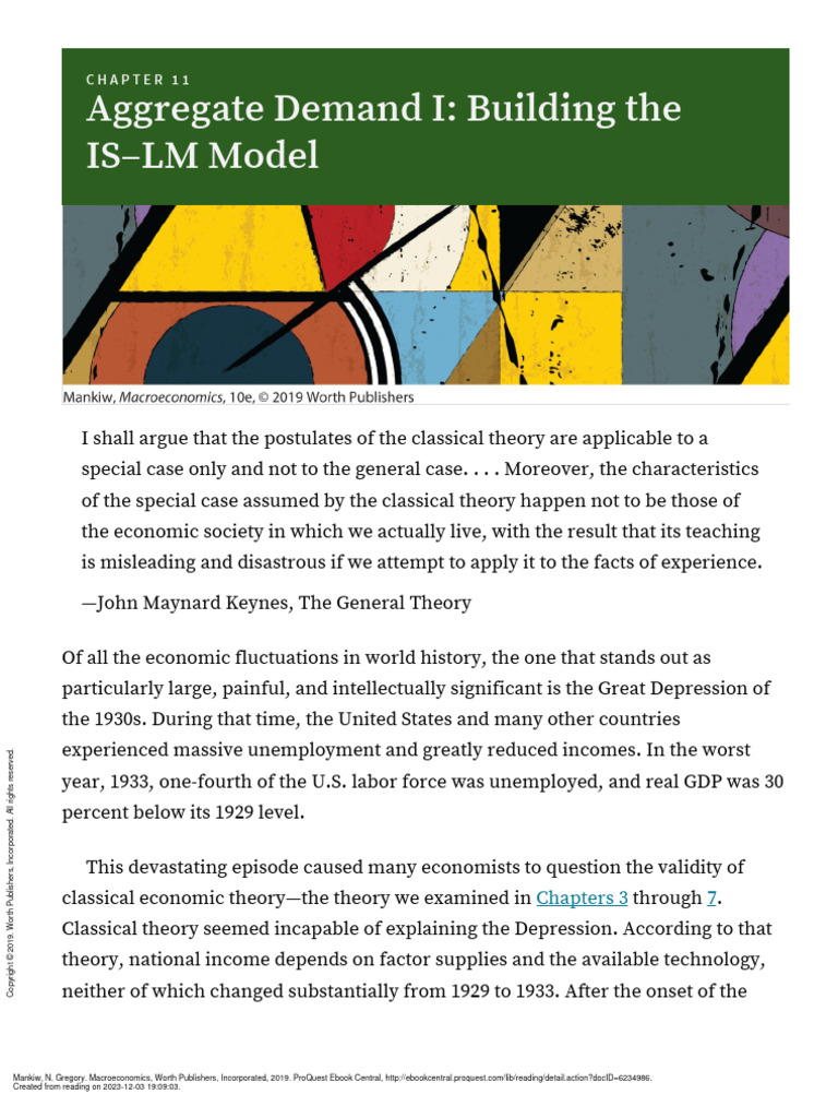 Macroeconomics - (Chapter 11 Aggregate Demand I Building The is-LM Model) | PDF | Macroeconomics ...