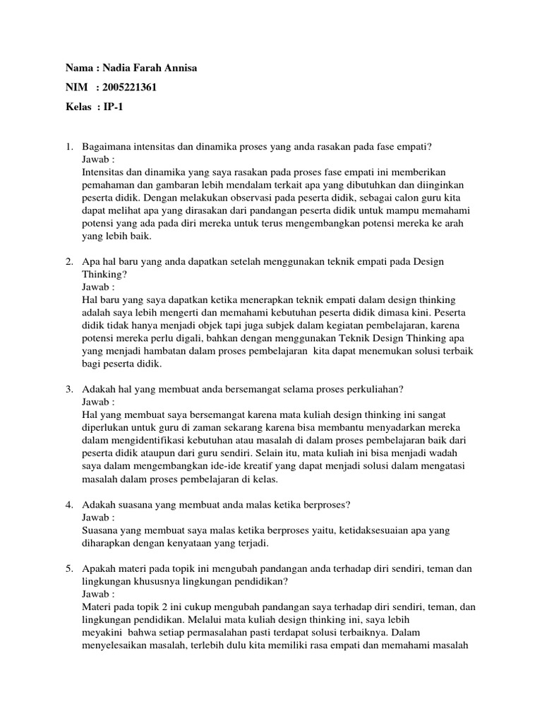 Topik 2 Design Thinking Aksi Nyata | PDF