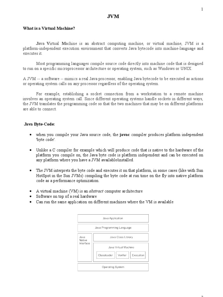 Java Virtual Machine Is An Abstract Computing Machine, or Virtual Machine, JVM Is A | PDF | Java ...