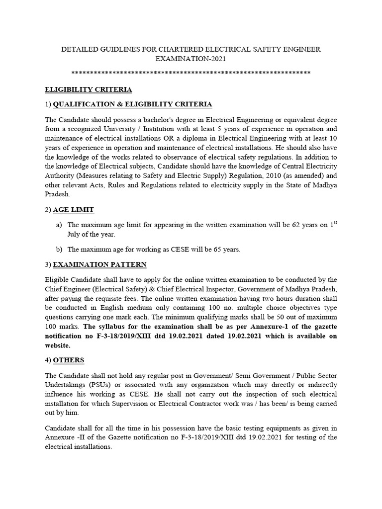 Chartered Electrical Safety Engineer Exam 2021 | PDF | Identity ...