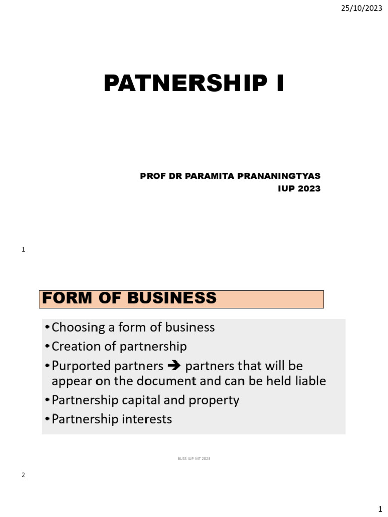 PATNERSHIP (1) Perus | PDF | Partnership | General Partnership