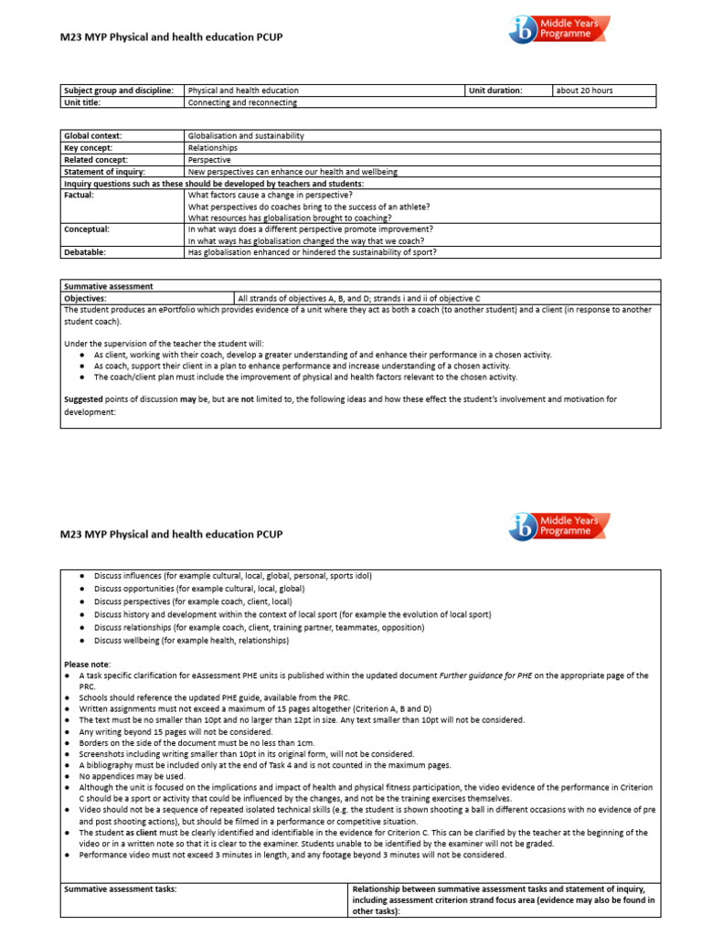 Partially Completed Unit Planer PHE - Docx 1 | PDF | Goal | Health ...