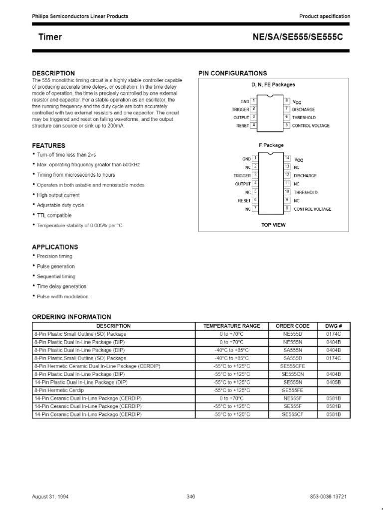 NE555 PDF, NE555 Description, NE555 Datasheet, NE555 View - ALLDATASHEET | PDF