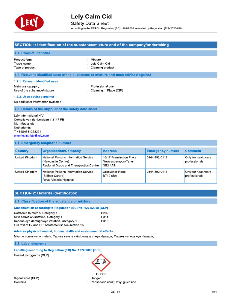 LELY-CALM-CID - EN - A - Consumables - Lely Calm Cid - Safety and ...