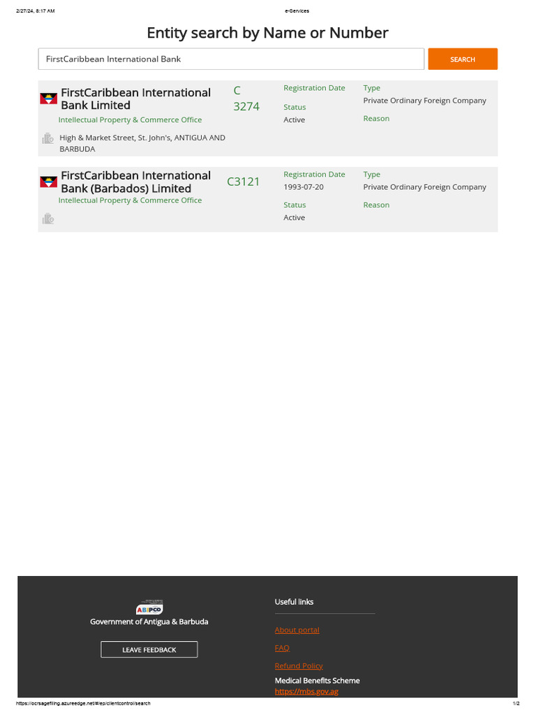 CIBC FirstCaribbean International Bank - E-Services | PDF | Economies