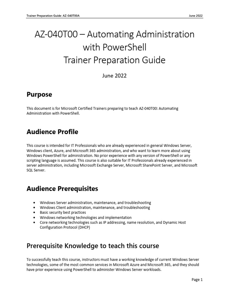AZ 040T00A ENU TrainerPrepGuide | PDF | Computing | Software