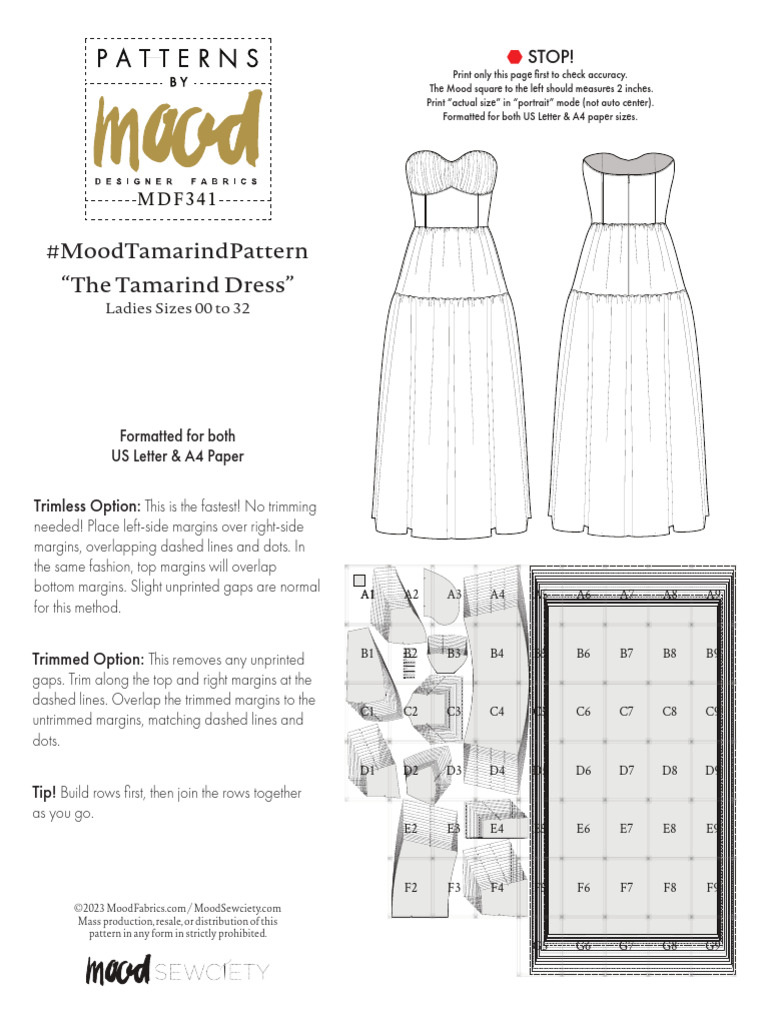 MDF341 the Tamarind Dress Revised Graded Final Pattern | PDF | Chess ...