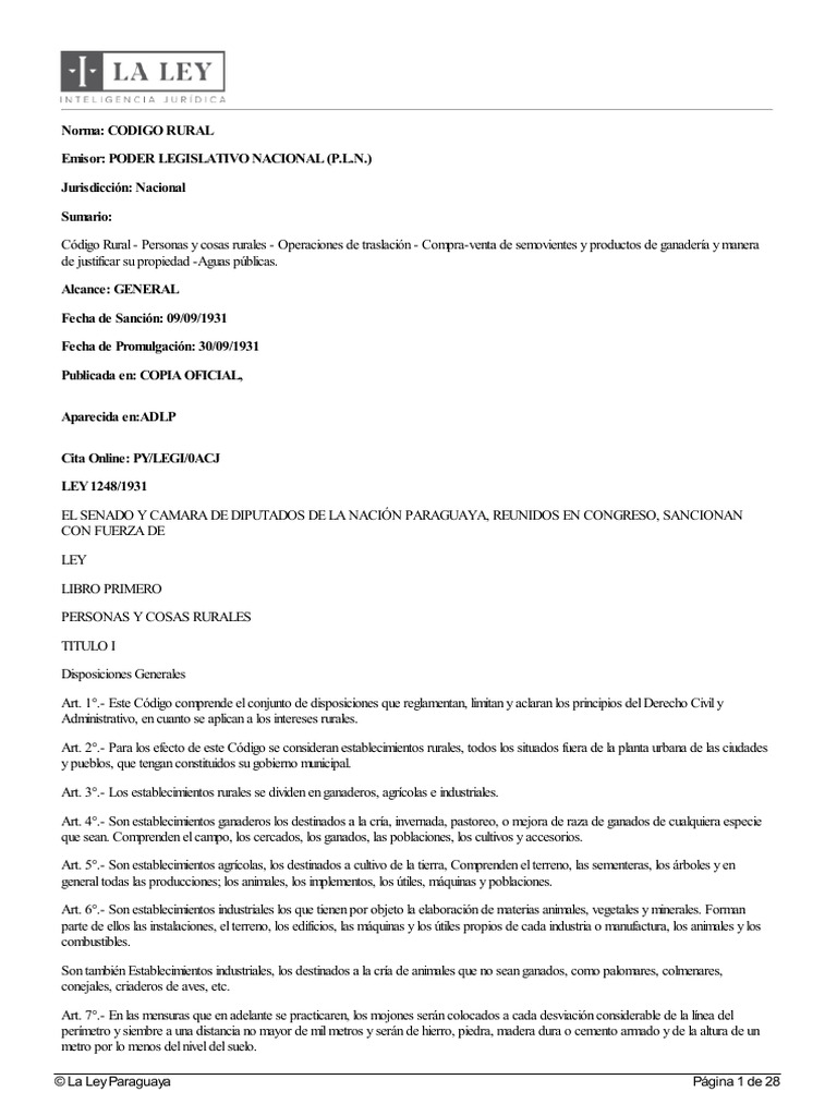 Codigo Rural 1248-31 | PDF | Propiedad | Daños y perjuicios