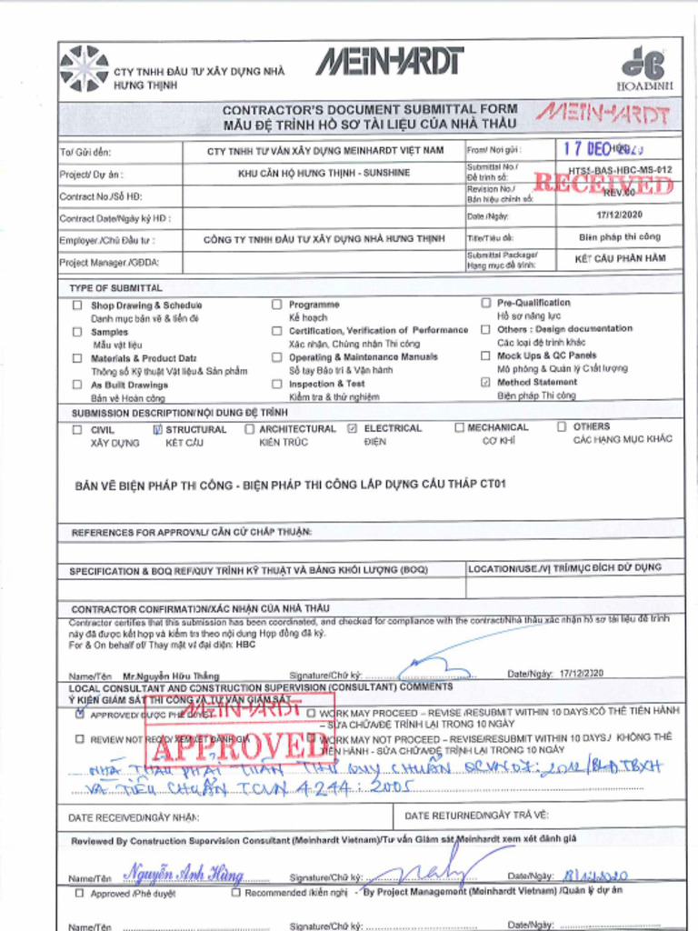 HTSS-BAS-HBC-MS -012 REV00 BPTC LẮP DỰNG CẨU THÁP CT01 | PDF