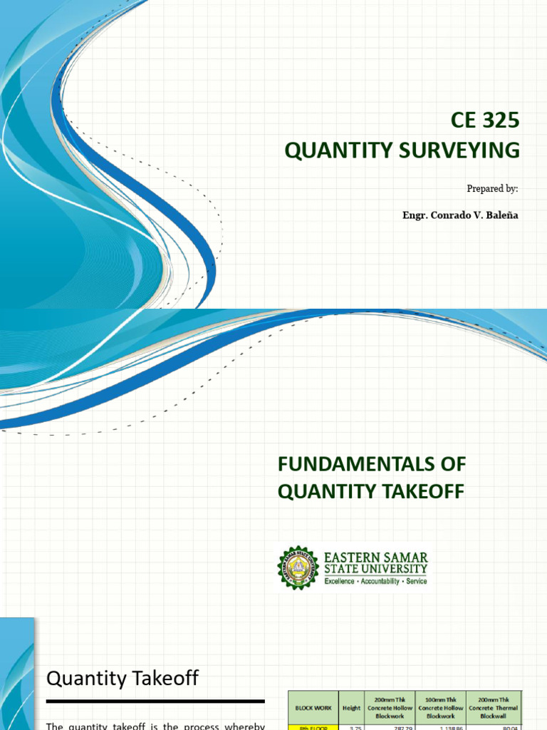 QS - 02.01 - Fundamentals of Quantity Takeoff | PDF | Measurement ...