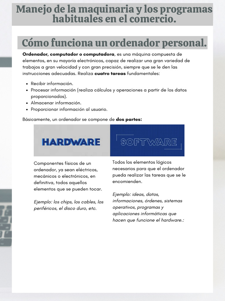 Manejo de La Maquinaria y Los Programas Habituales en El Comercio. | PDF | Periférico | Red de ...