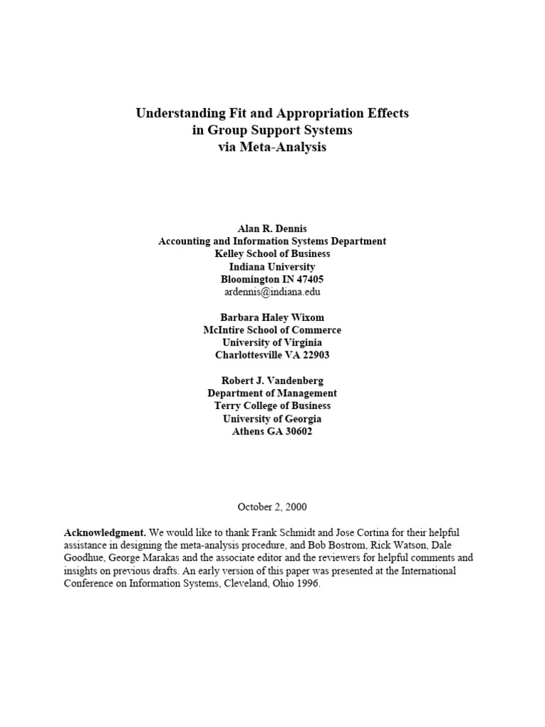 Understanding Fit and Appropriation Effe | PDF | Effect Size | Meta Analysis
