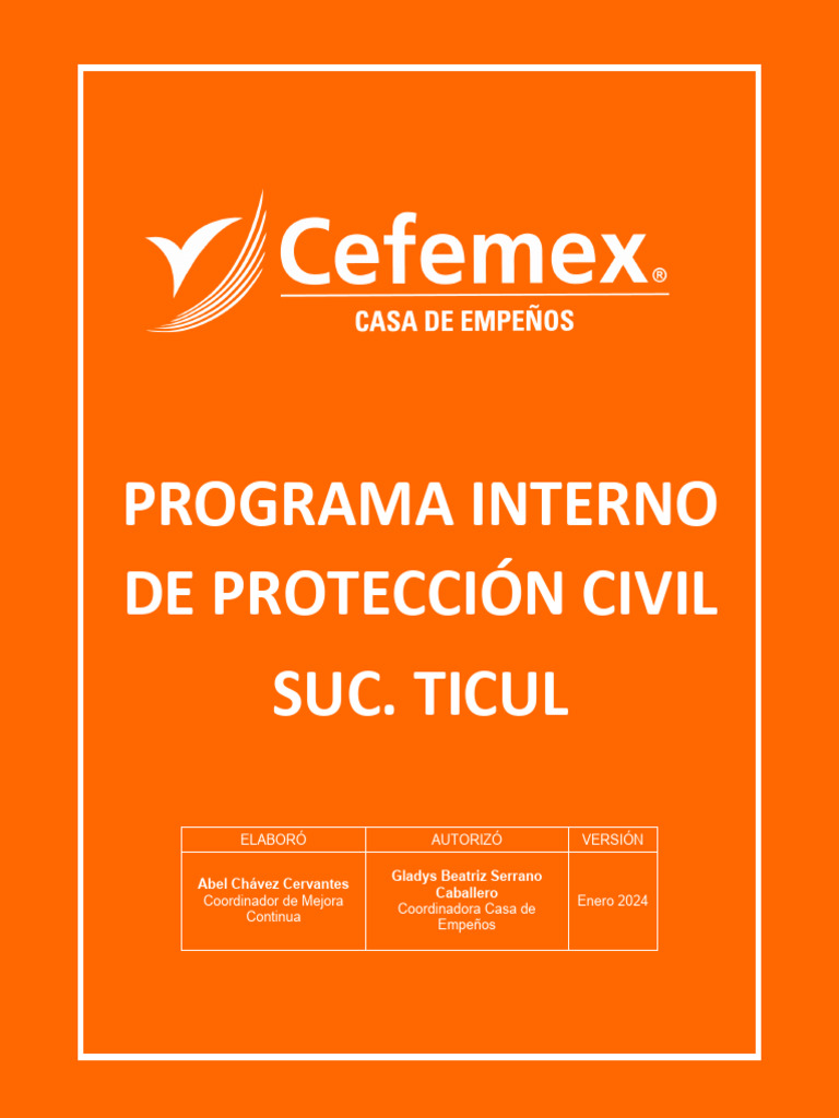 Programa Interno de Protección Civil 2024 Ticul | PDF | Defensa Civil | Riesgo