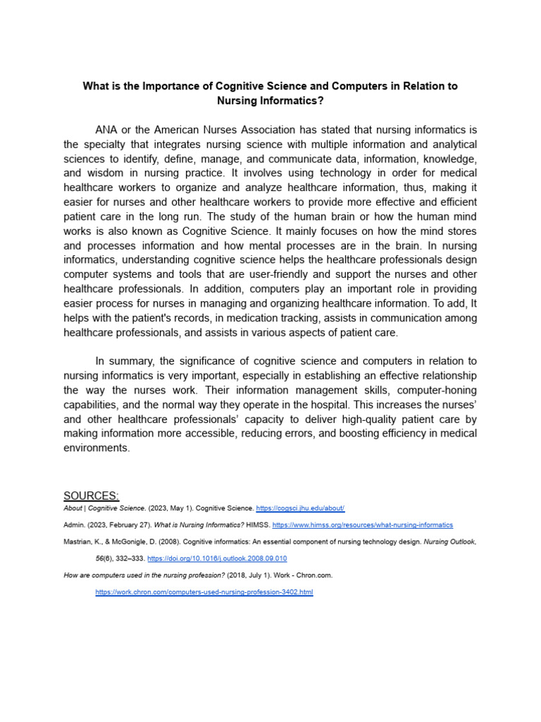 What Is The Importance of Cognitive Science and Computers in Relation ...