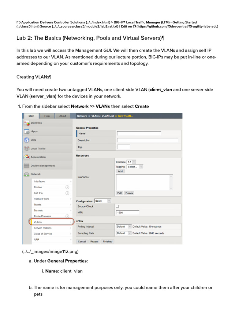 Lab 2 - The Basics (Networking, Pools and Virtual Servers) | PDF ...