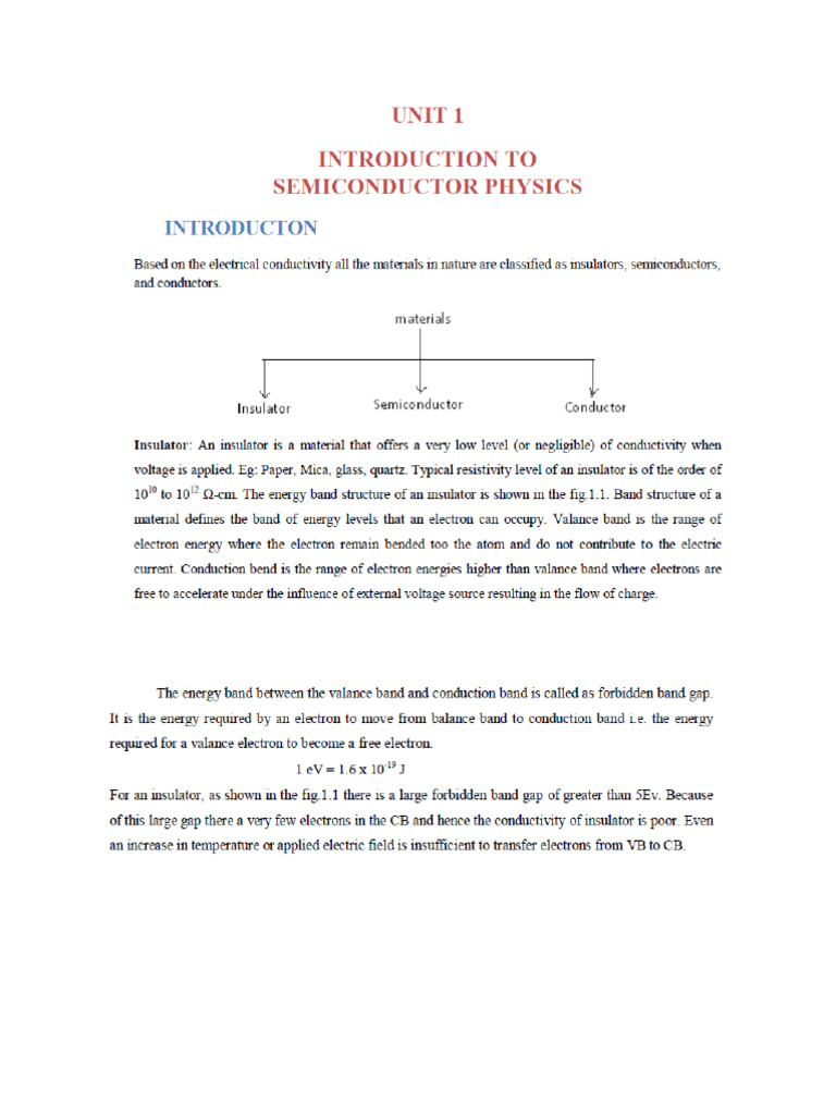 Unit - 1 Semi Conductors | PDF