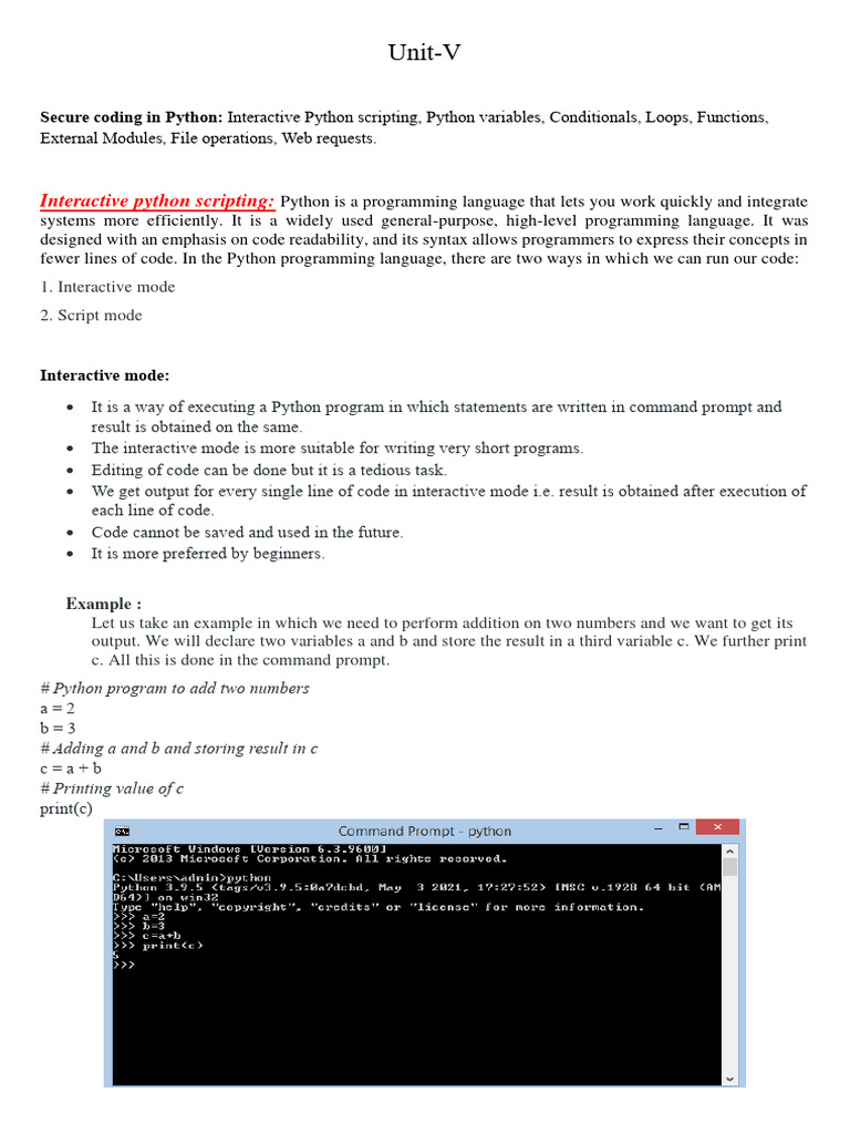 SCT unit-V (1) | PDF | Variable (Computer Science) | Python (Programming Language)