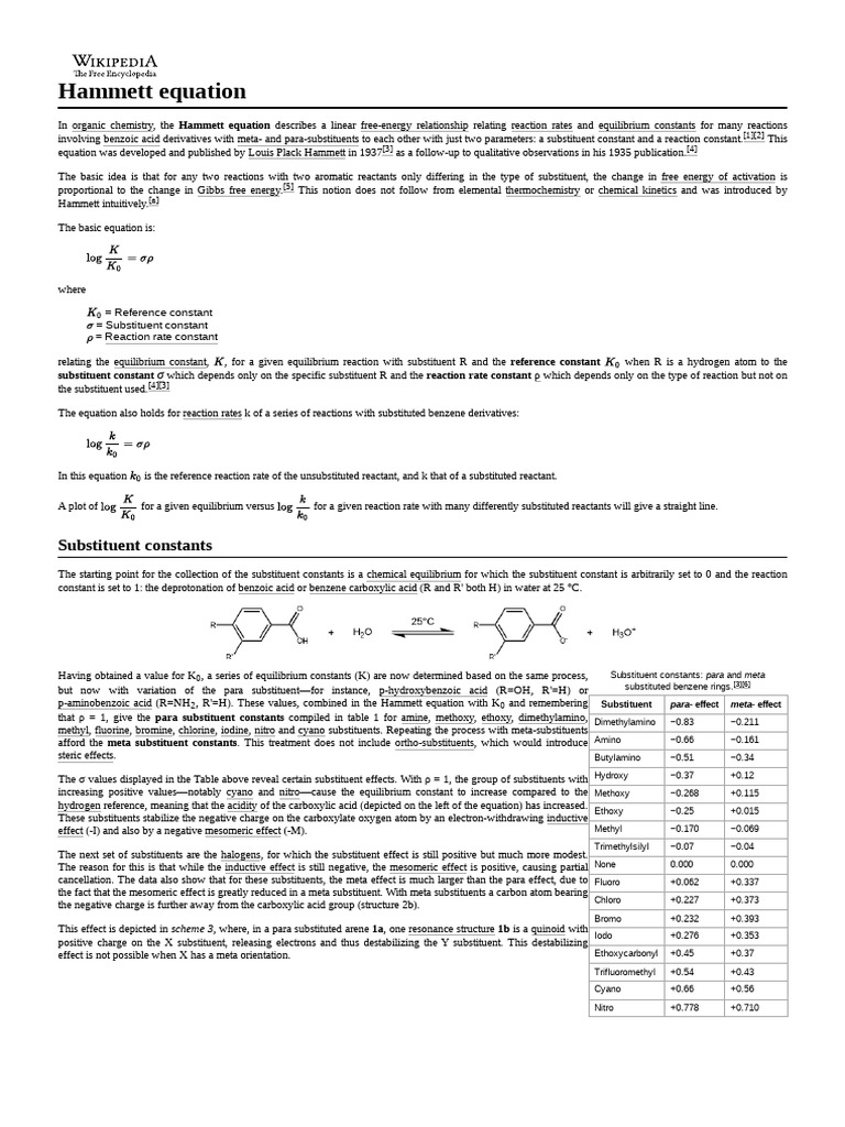 Hammett Equation | PDF | Applied And Interdisciplinary Physics ...