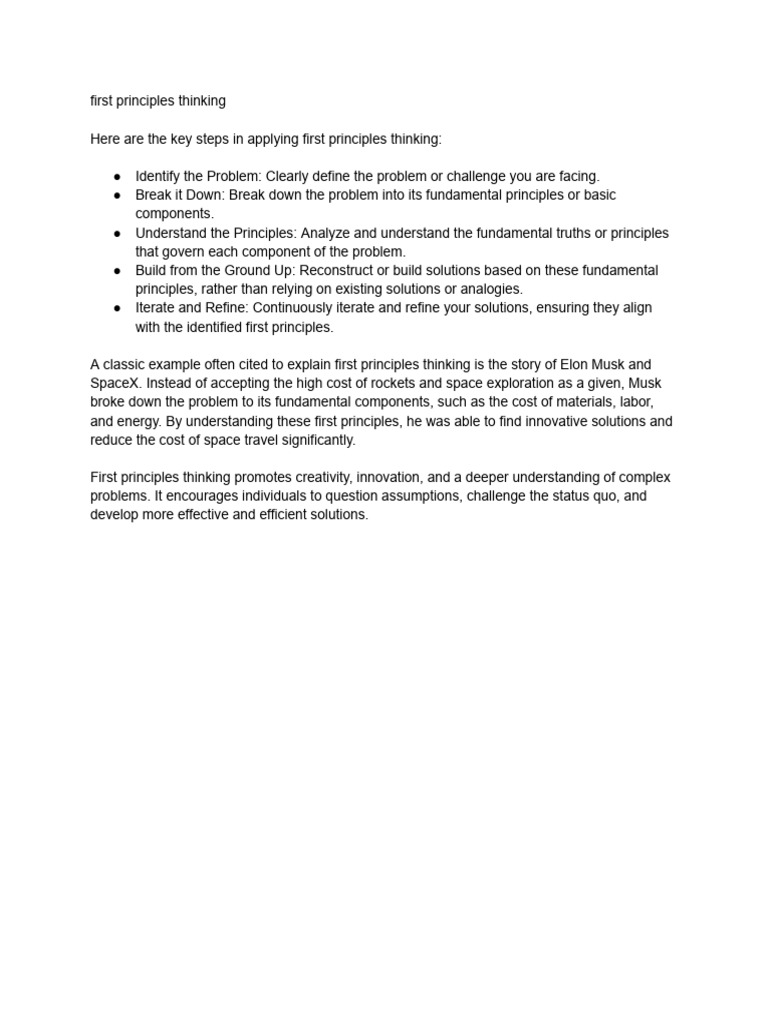 First Principles Thinking | PDF