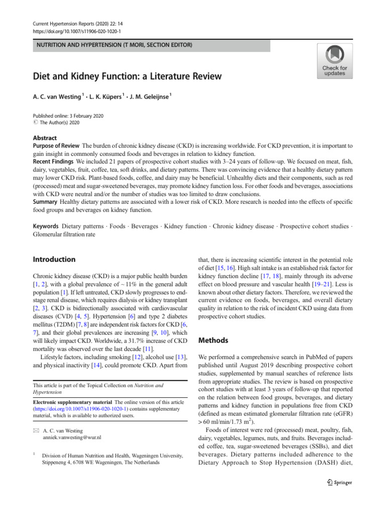 Artigo 1 | PDF | Chronic Kidney Disease | Healthy Diet