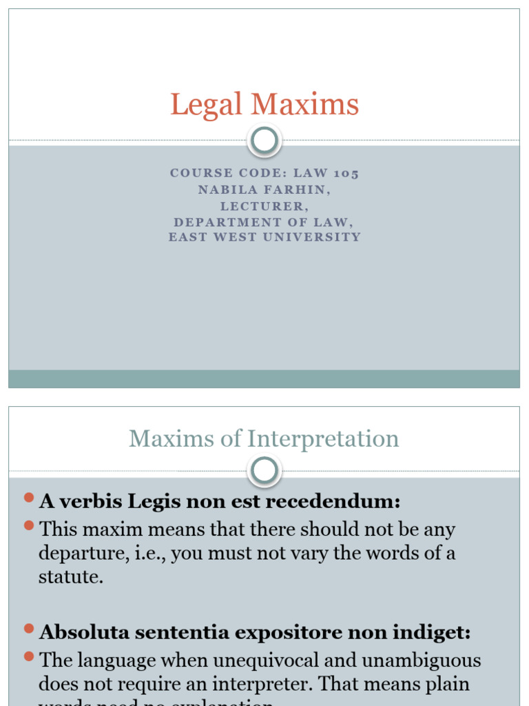 Legal Maxims (Interpretation) | PDF | Public Law | Government
