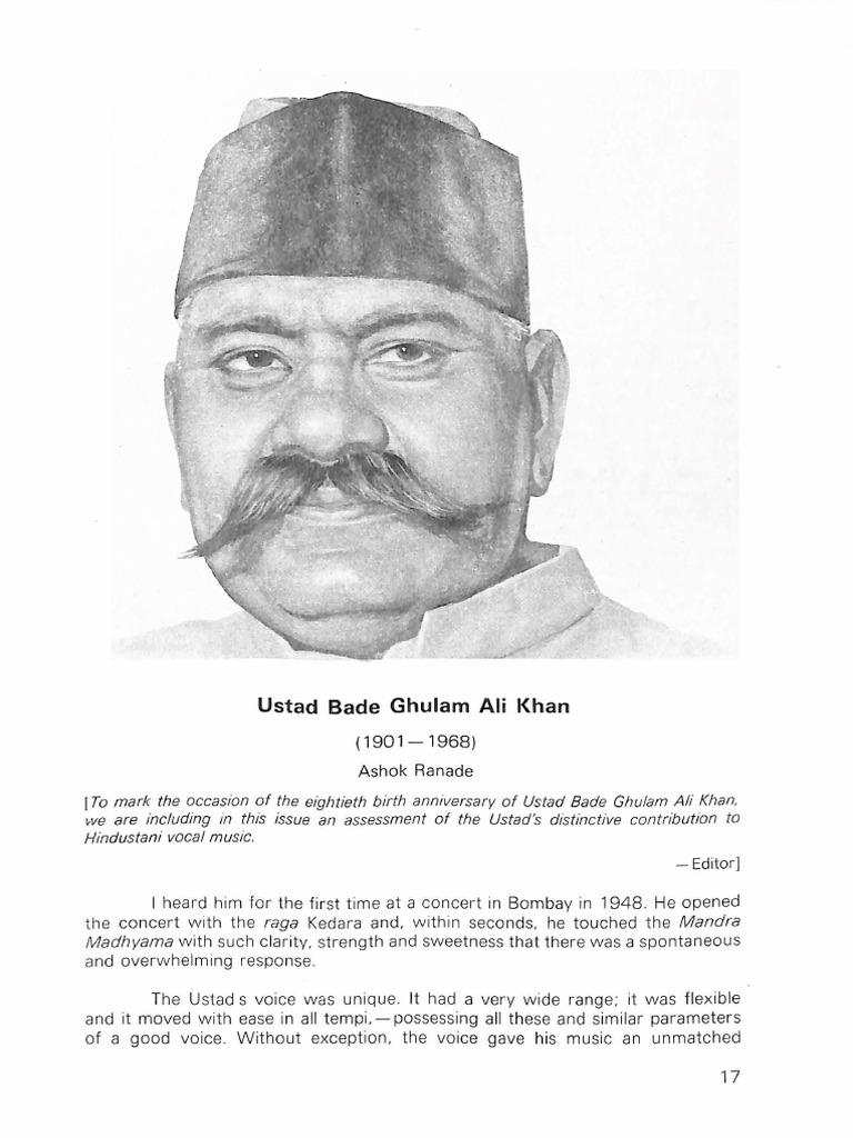 Ustad Bade Ghulam Ali Khan (1901-1968) | PDF | Tone (Linguistics) | Singing
