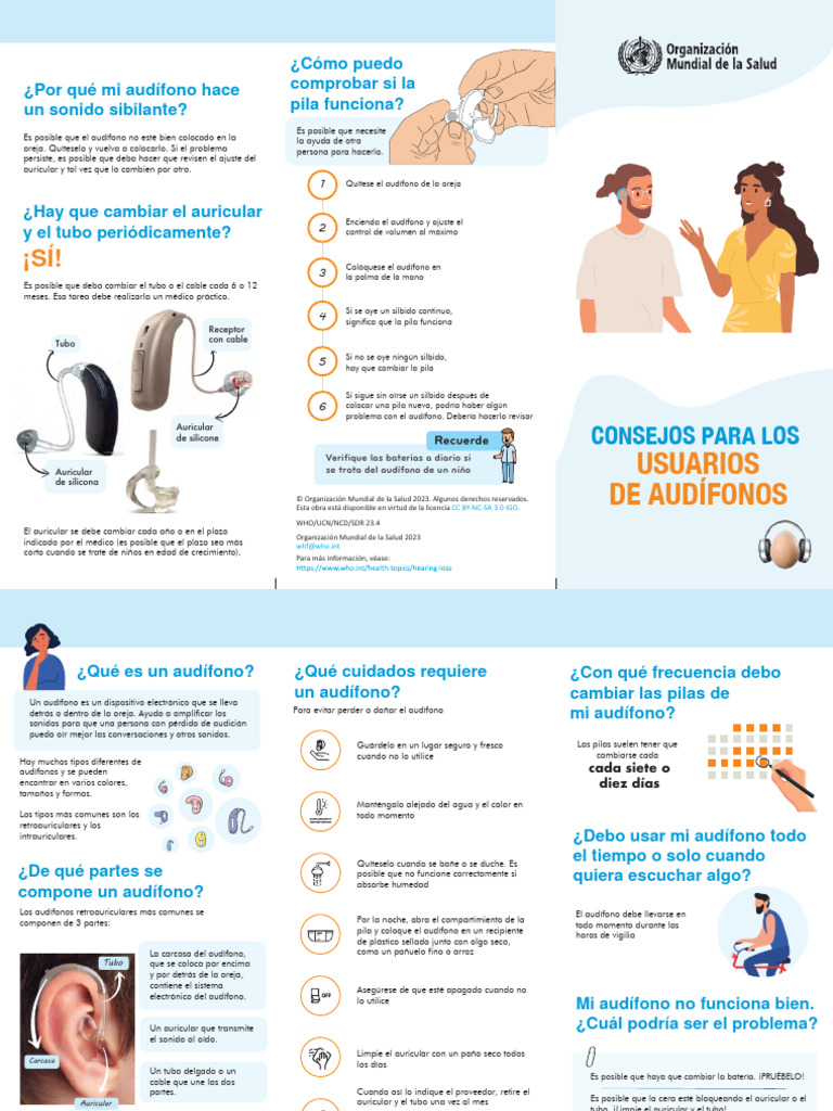 0123 Tips For Hearing Aid Users Flyer SP | PDF | Audífono | Auriculares