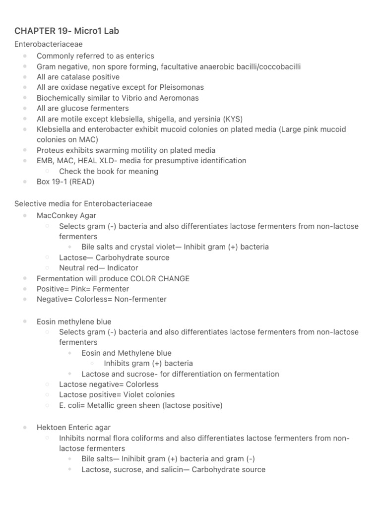 Chapter 19- Micro1 Lab | PDF | Escherichia Coli | Diseases And Disorders