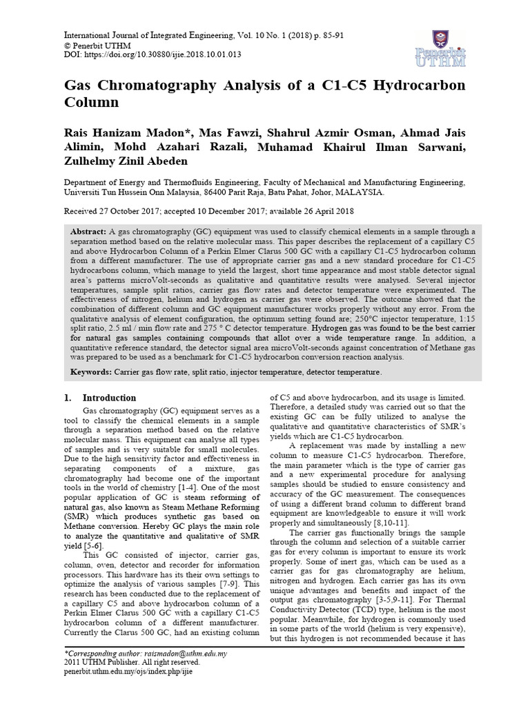 C1-C5 Hydrocarbon Analysis via GC | PDF | Gas Chromatography ...
